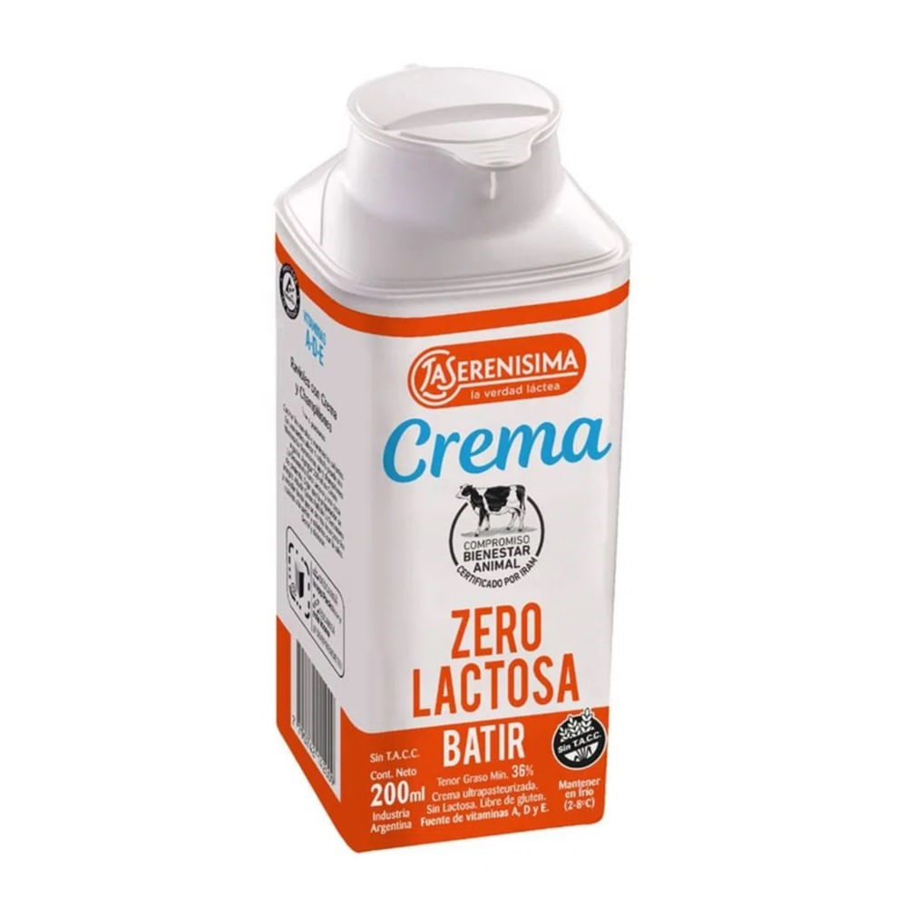 Crema La Serenísima Deslactosada Para Batir 200 G